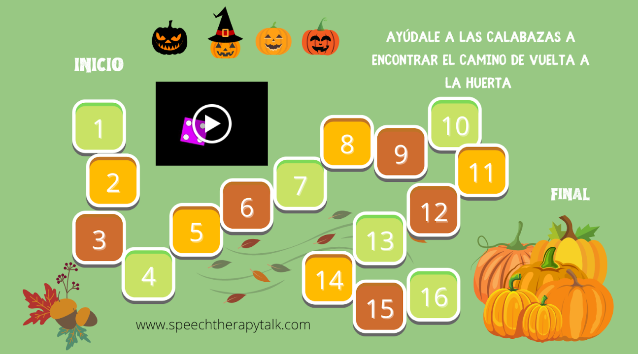 CH - Fall Dice Game - Speech Therapy Talk Membership