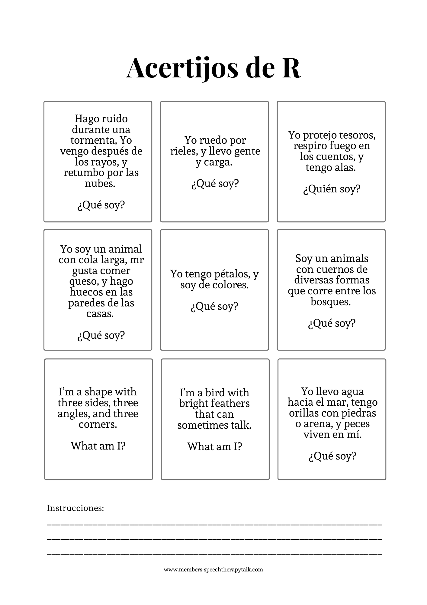 R: Riddles - Speech Therapy Talk Membership